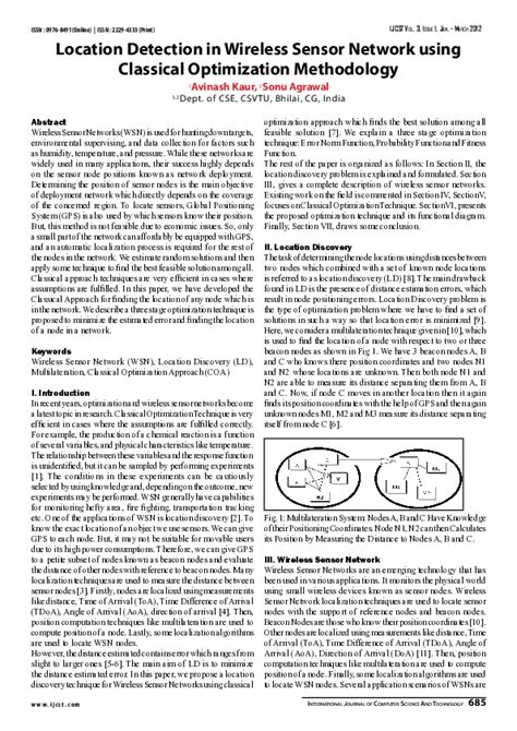 Pdf Location Detection In Wireless Sensor Network Using Classical Optimization Methodology