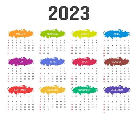 Premium Vector Colorful 2023 Calendar Template