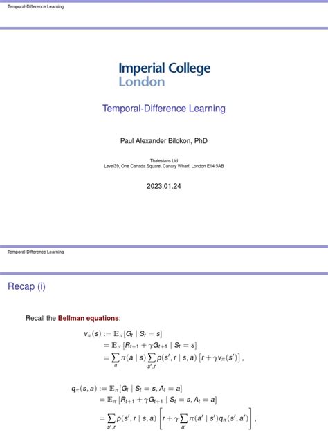 5 Temporal Difference Learning Pdf Markov Chain Statistical Theory