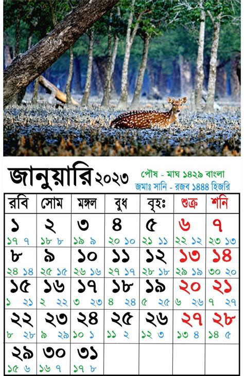 Bangla Calendar 2023 Bangladesh বাংলা ক্যালেন্ডার ১৪২৯ খ্রিস্টাব্দ