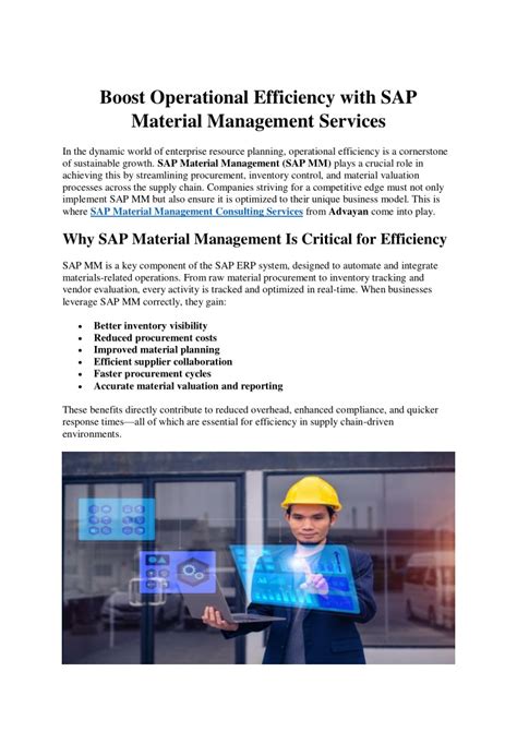 Ppt Boost Operational Efficiency With Sap Material Management