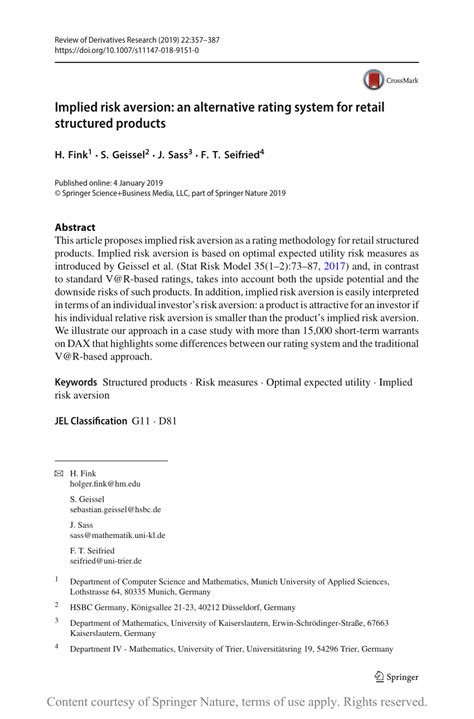 Implied Risk Aversion An Alternative Rating System For Retail