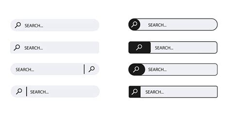Web Search Bars Set Search Bar Search Boxes Collectionvector Set
