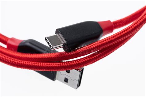 Usb Type C Cable In Red Color Stock Photo Image Of Serial Line