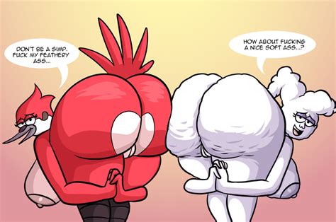 Rule 34 Anthro Behind Behind View Bending Over Big Ass Big Breasts Big Butt Big Nipples Bird