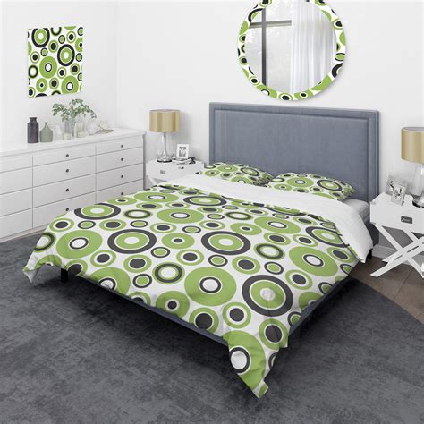 Design Art Green Circle Pattern Abstract Duvet Cover Set Microfiber Polyester Wayfair