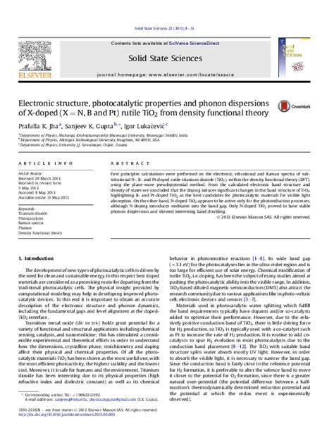 Pdf Electronic Structure Photocatalytic Properties And Phonon Dispersions Of X Doped X N