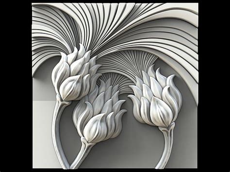 3d Model Stl File For Cnc Router Laser And 3d Printer Flowers 1 3d