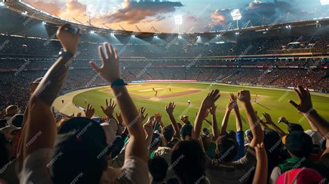 A Large Crowd Of People Are Watching A Baseball Game At A Stadium