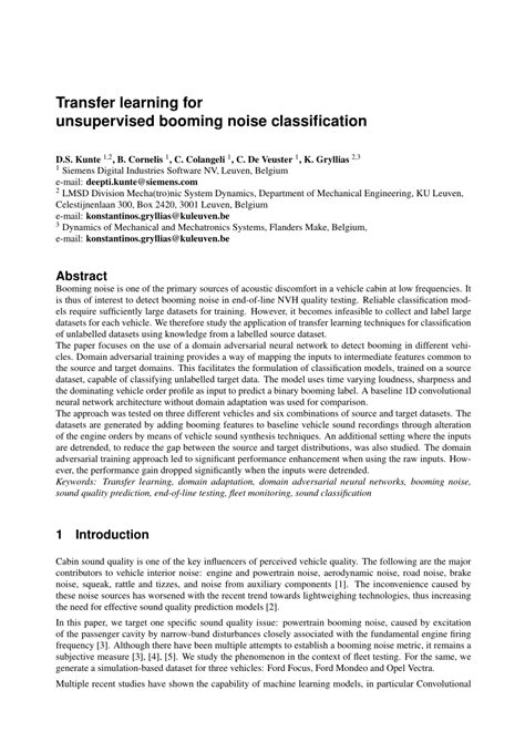 Pdf Transfer Learning For Unsupervised Booming Noise Classification