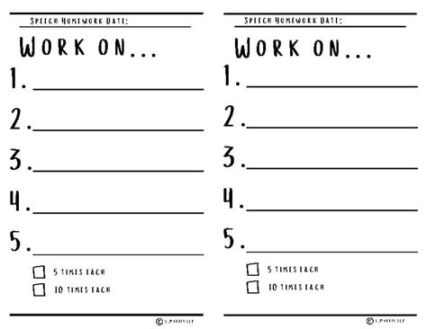 Speech Therapy Homework Sheet By Leslie Morris Tpt