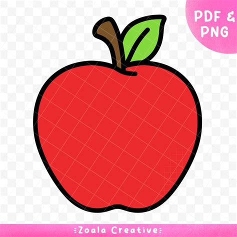 Simple Cartoon Apple Clipart Diy Craft Printable Solid Colour Cute