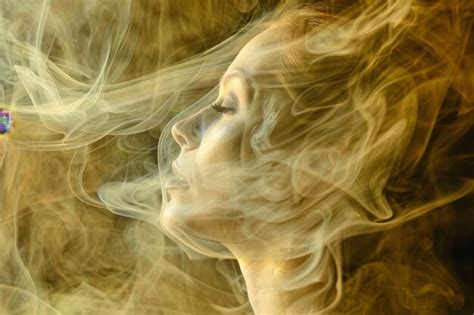 A Womans Face With Smoke Billowing Out Of It Swirling Vortexes Of Smoke