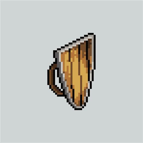 Pixel Art Illustration Shield Pixelated Wooden Shield Wood Style