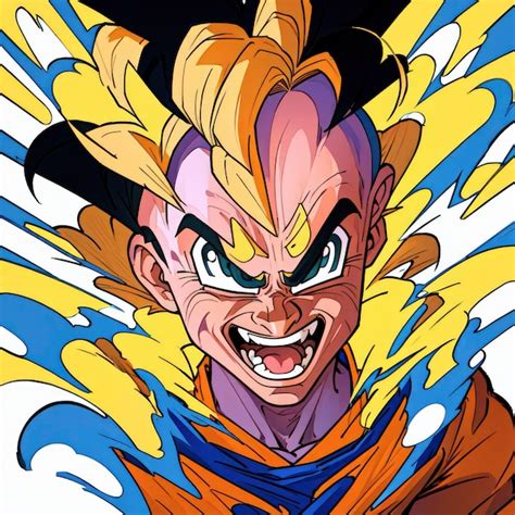 Premium Ai Image A Cartoon Of A Very Angry Gohan With A Big Smile On His Face