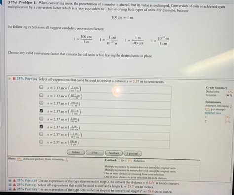 Solved 10 Problem 1 When Converting Units The