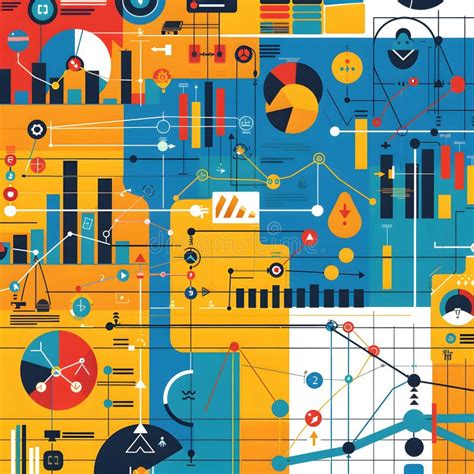 Colorful Abstract Data Visualization With Various Graphs Charts And Icons Illustrating