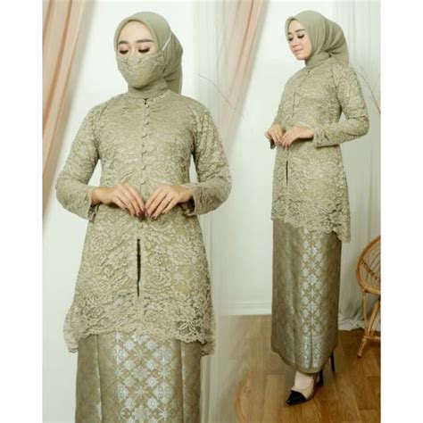 Jual Ready Setelan Tunik Brukat Kancing Dan Songketset Kebaya Modern
