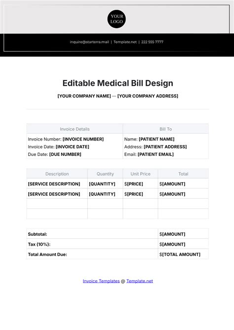 Free Hospital Bill Template To Edit Online