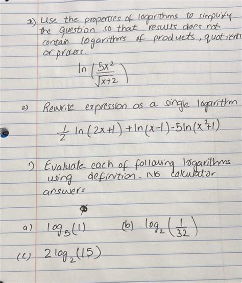 Solved Use The Properties Of Logarithms To Simplity The Chegg