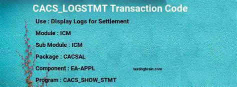 CACS LOGSTMT SAP Tcode For Display Logs For Settlement
