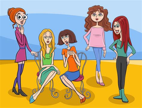 Cartoon Girls Or Young Women Comic Characters Group 38368148 Vector Art At Vecteezy