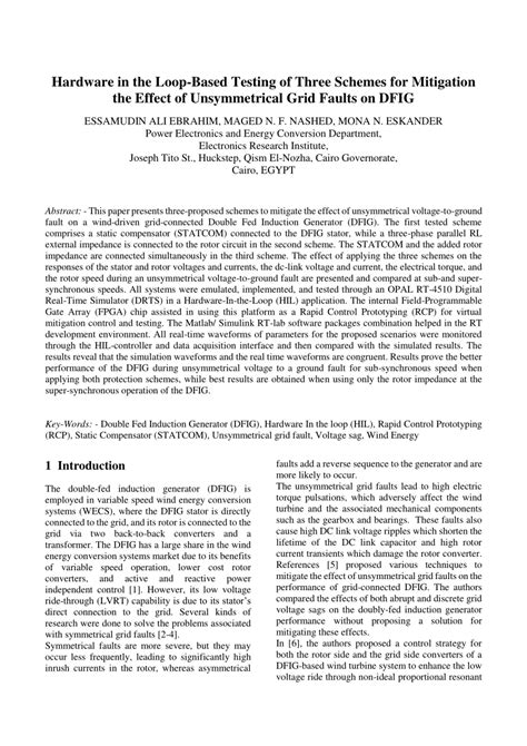 Pdf Hardware In The Loop Based Testing Of Three Schemes For Mitigation The Effect Of