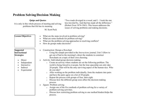 Problem Solving Decision Making