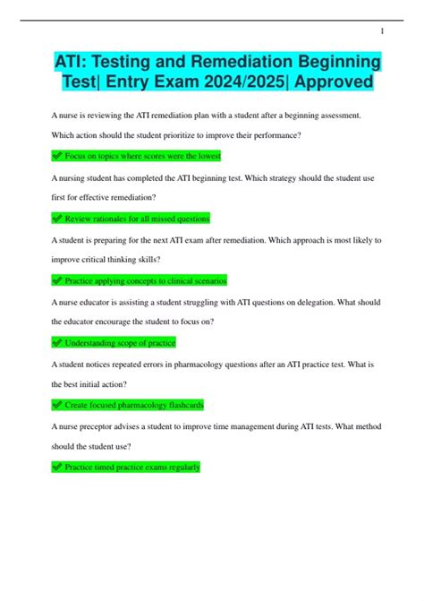 Ati Testing And Remediation Assessment 20 Verified And Answered