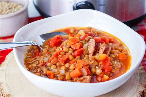 Slow Cooker Chicken Sausage And Lentil Soup Moore Or Less Cooking