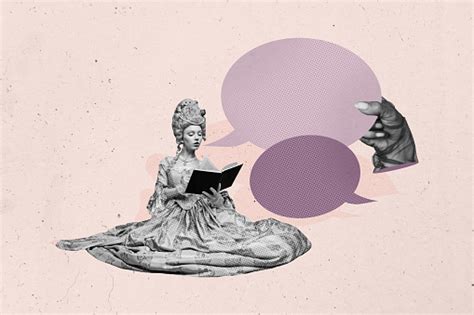 복합 예술 3d 창조적 인 이미지 콜라주 의 진지한 소녀 공주 보류 도서 소설 리더 손 팁 거품 통신 아이콘 합성 이미지에 대한