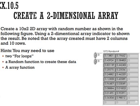 X105 Create A 2 Dimensional Array Create A 10x2 2d