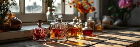 Premium Photo Layout Stack Perfume Bottles On White Banner Image