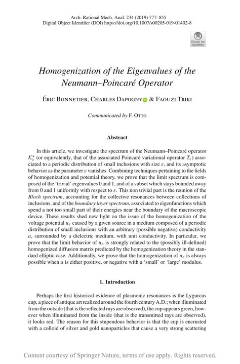 Homogenization Of The Eigenvalues Of The Neumannpoincaré Operator Request Pdf