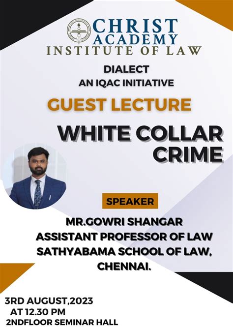 pleader gowri shankar on linkedin delivered guest lecture on white colour crimes in hybrid mode