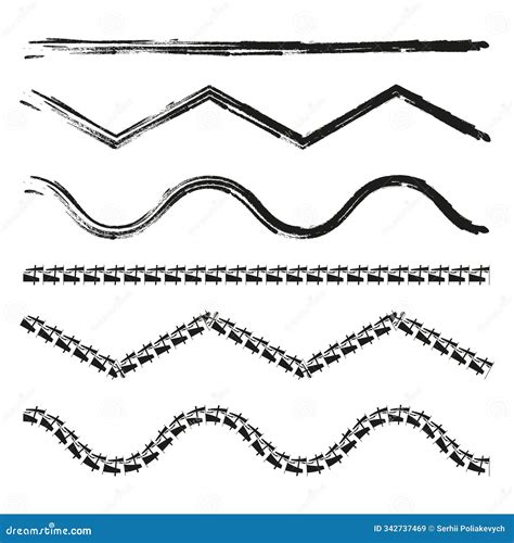 Brush Stroke Lines Grunge Wave Border Zigzag Sketch Pattern Textured