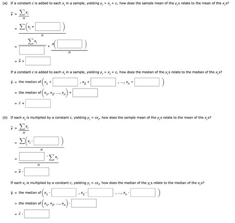 Solved A If A Constant C Is Added To Each X In A Sample Chegg Com