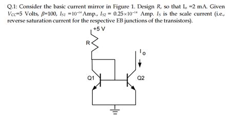 Solved Q1 Consider The Basic Current Mirror In Figure 1