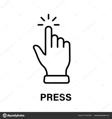 Press Gesture Computer Mouse Pointer Finger Black Line Icon Cursor Stock Vector Image By