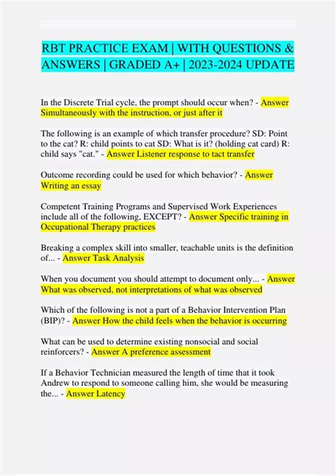 Rbt Practice Exam With Questions And Answers Graded A Update Rbt Stuvia Us