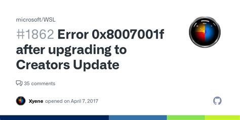 Error 0x8007001f After Upgrading To Creators Update · Issue 1862