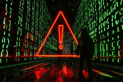 A Red Alert Triangle With An Exclamation Mark Over Binary Code Background Symbolizing A