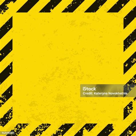 노란색 배경에 검은 색 얼룩덜룩 한 사각형 빈 경고 기호입니다 경고 배경 템플릿 사각형 벡터 일러스트 레이 션 Eps10 0명에 대한 스톡 벡터 아트 및 기타 이미지
