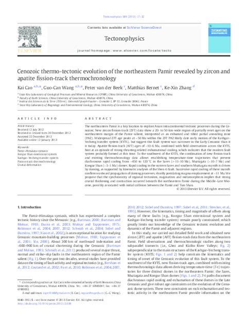 Pdf Cenozoic Thermo Tectonic Evolution Of The Northeastern Pamir