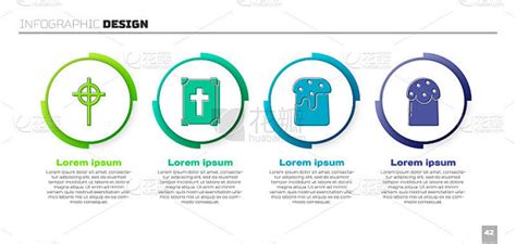 设置基督教十字架，圣经，复活节蛋糕和复活节蛋糕。业务信息模板。向量