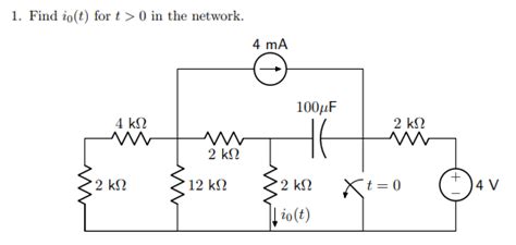 Solved 1 Find I0 T For T 0 In The Network Chegg Com