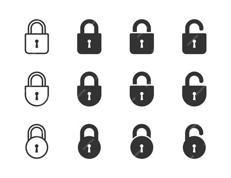 Premium Vector Lock Icons Set Padlock Symbol Collection Security Symbol Lock Open And Lock