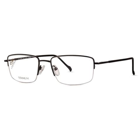 Mens Lightweight Titanium Half Rim Glasses Stepper Si60217 Black