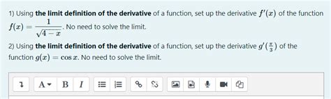 Solved Using The Limit Definition Of The Derivative Of A Chegg