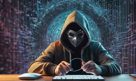 Premium Vector Hacker In Hoodie And Hoodie Sitting In Front Of Laptop Hacker In Hoodie And